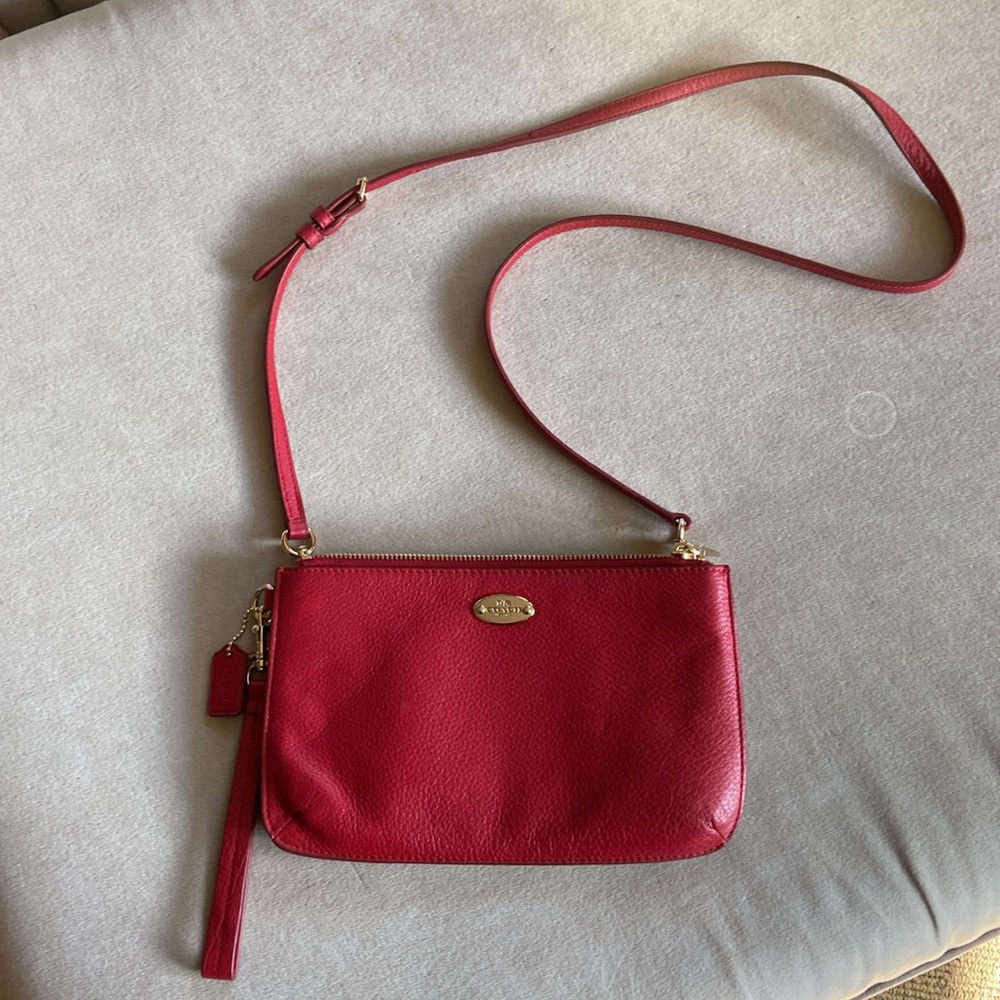 Coach Red Leather Crossbody Purse - Gem